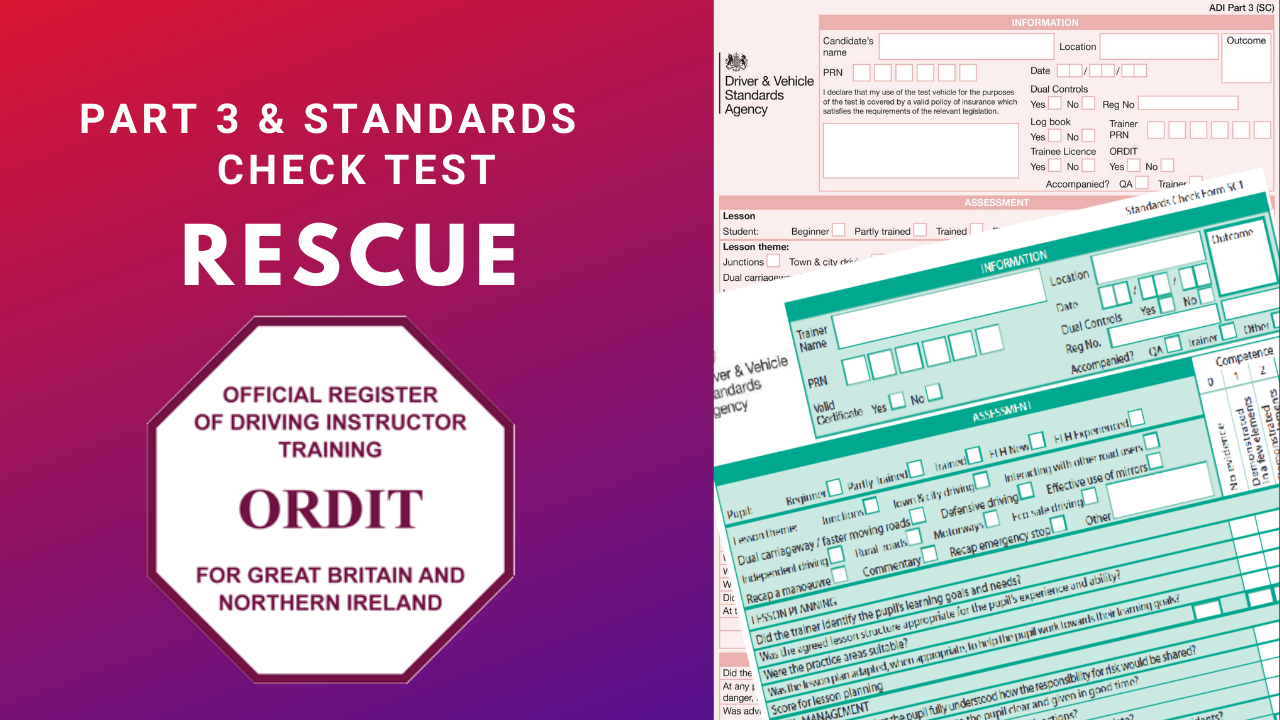 ADI Standards check/ part 3 test help & training Northamptonshire